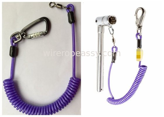 Purple Cotton Inner Material Safety Tool Lanyards Black Aluminum Carabiner
