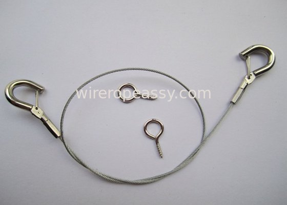 1.5mm 7*7 Galvanized Cable with Double Nickel Spring Hooks and Eye Screw Bolts