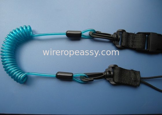 4.0mm Blue  Diving Dive Snappy Coil Camera Lanyard and Quick Release Buckle