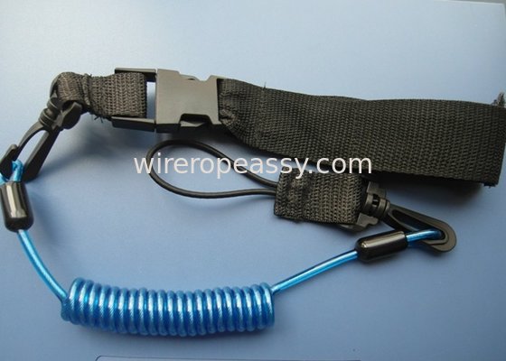 4.0mm Safety Tool Lanyards Blue Coil Spring Cable with 