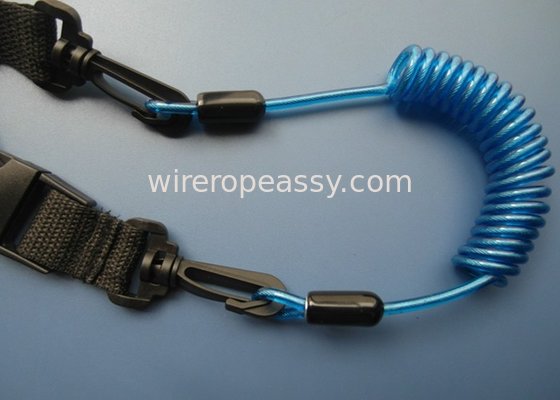 4.0mm Safety Tool Lanyards Blue Coil Spring Cable with 