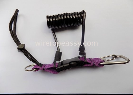 PU Covered Coil Lanyard with Stainless Steel Fitting for Camera Housing