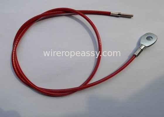 3.0mm / 4.0mm Red PA Coated Wire Rope Assembly with Eyelet Terminals