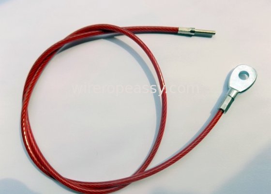 3.0mm / 4.0mm Red PA Coated Wire Rope Assembly with Eyelet Terminals