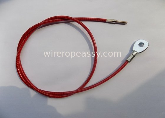 3.0mm / 4.0mm Red PA Coated Wire Rope Assembly with Eyelet Terminals