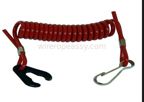 2.5mm Clear Coiled Safety Tool Lanyards Diving / Fishing  With Key Ring Chain