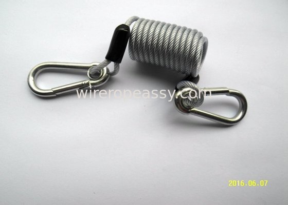 3.0 mm Red  Safety Tool Lanyards Cable With Stainless Locking Hooks