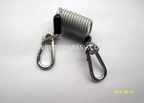 3.0 mm Red  Safety Tool Lanyards Cable With Stainless Locking Hooks
