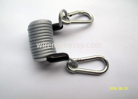 3.0 mm Red  Safety Tool Lanyards Cable With Stainless Locking Hooks