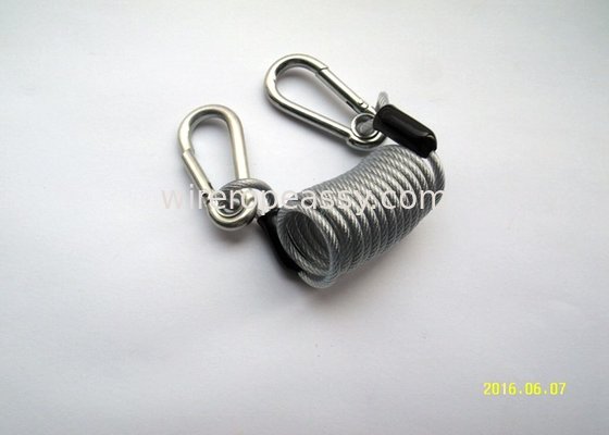 3.0 mm Red  Safety Tool Lanyards Cable With Stainless Locking Hooks