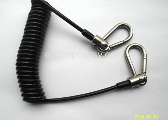 1500mm Black Stainless  Retracting Security Tool Spring Lanyard For Tools，Spanners