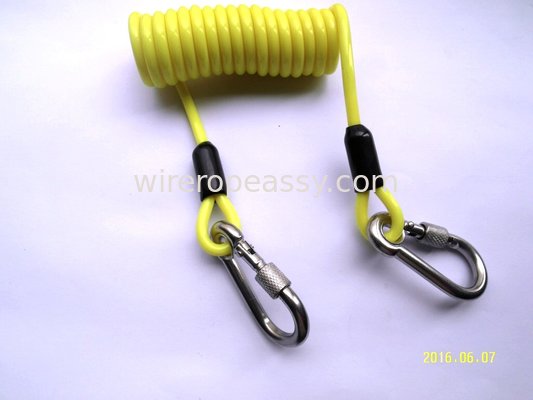5.0mm Yellow PU Safety Tool Lanyards with Double Stainless Hooks