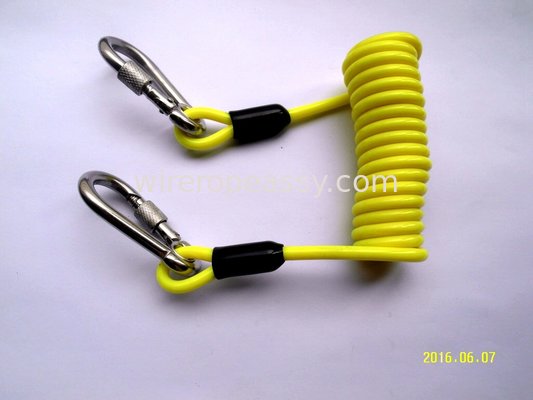 5.0mm Yellow PU Safety Tool Lanyards with Double Stainless Hooks
