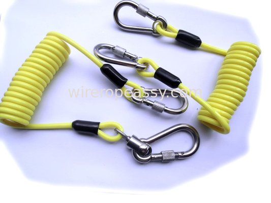 5.0mm Yellow PU Safety Tool Lanyards with Double Stainless Hooks