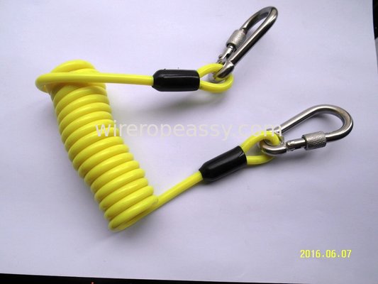5.0mm Yellow PU Safety Tool Lanyards with Double Stainless Hooks