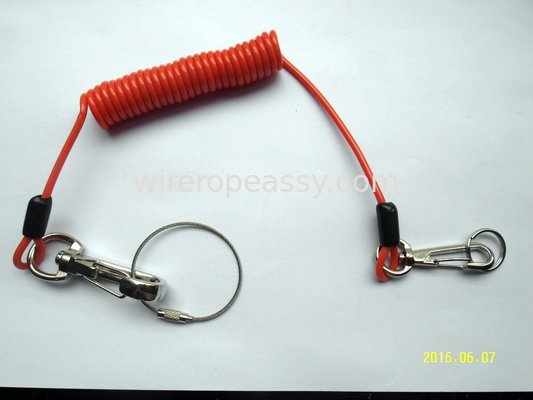 3.0mm Orange Red Tool / Safety Tool Lanyards , Positioning Lanyard Fall Protection