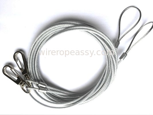 Durable Transparent Steel Wire Rope Slings Assembly 7*7 7*19 With Hook / Clips
