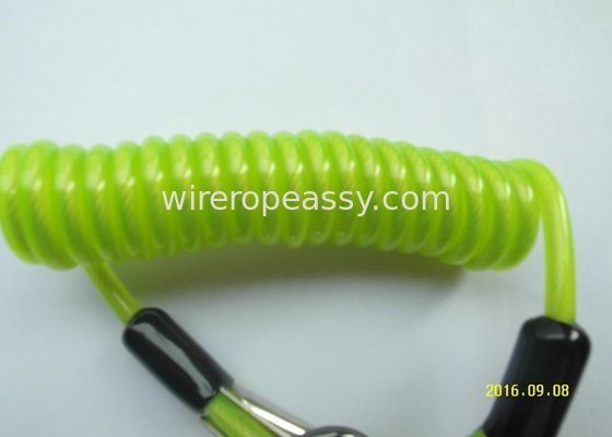 5.0mm PU Coated Stainless Safety Tool Lanyards  Green SWL 3 KG With Swivel Hook