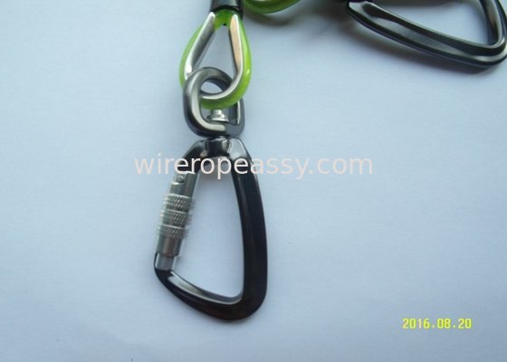 5.0mm PU Coated Stainless Safety Tool Lanyards  Green SWL 3 KG With Swivel Hook