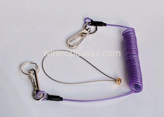 Customized Safety Tool Lanyards Adjustable Safety Coil Tool Lanyard With Snap Hooks