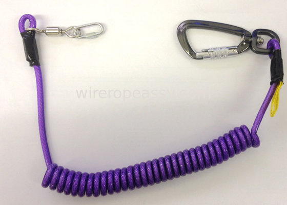 Customized Safety Tool Lanyards Adjustable Safety Coil Tool Lanyard With Snap Hooks