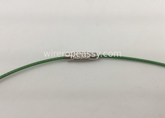 2.0 Mm PU Coating 304 Stainless Steel Cable Screw Lock Wire Keychain Cable