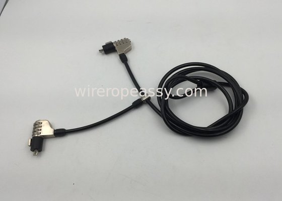 1.5 mm 7*7 Black Pu Coated Stainless Laptop Security Cable With Double Digital Lock
