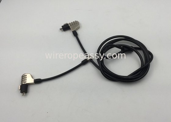 1.5 mm 7*7 Black Pu Coated Stainless Laptop Security Cable With Double Digital Lock