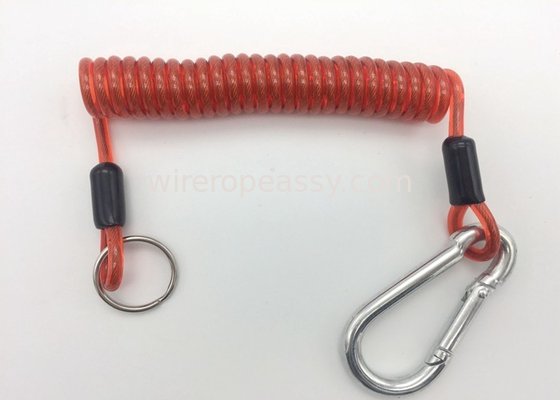 5.0mm Colorful Transpatent  PU Coated Safety Tool Lanyards Stainless Steel with  Hooks