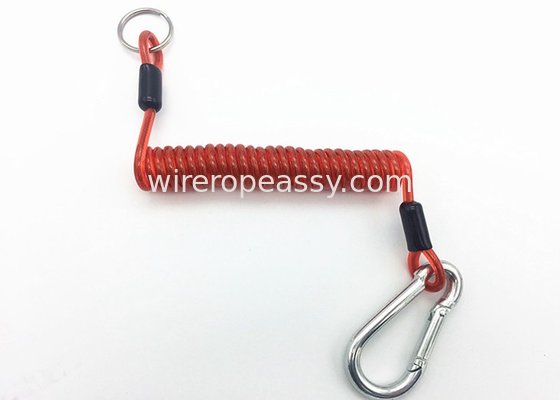 5.0mm Colorful Transpatent  PU Coated Safety Tool Lanyards Stainless Steel with  Hooks