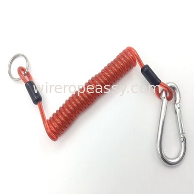 PU coated Coiled Safety Tool Lanyards With zinc alloy swivel hooks