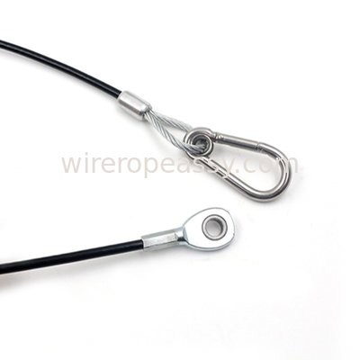 4.0mm Black Plastic Coated Stainless Steel Cable Accessories With screwgate carabiners to control
