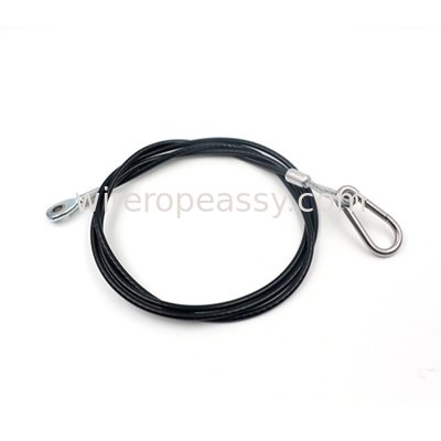 4.0mm Black Plastic Coated Stainless Steel Cable Accessories With screwgate carabiners to control