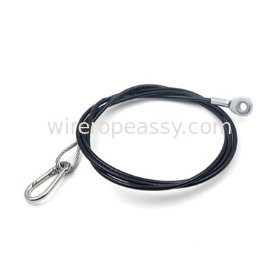 4.0mm Black Plastic Coated Stainless Steel Cable Accessories With screwgate carabiners to control