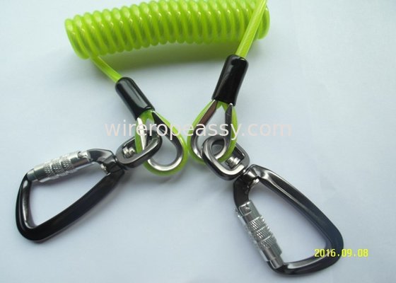 Safety Coated PVC Stainless Coil Hand Tool Safety Lanyards With Aluminum Swivel Hook