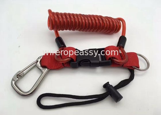 PU coated Retractable Safety Tool Lanyards with Spring Snap Hook and leash