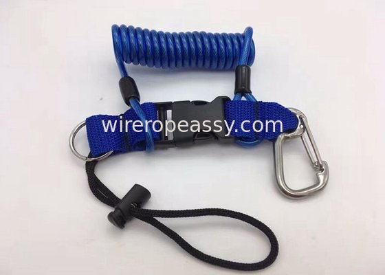 PU coated Retractable Safety Tool Lanyards with Spring Snap Hook and leash