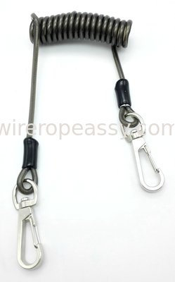 Custom Black Retractable Tool Safety Lanyard 2.5 - 3.0mm With Swivel Hook