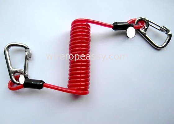 Red Safety Tool Lanyards , Spring Steel Cable Lanyard For Tools  4.5 mm