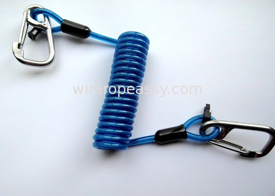 4.0 mm Blue Transparent Safety Tool Lanyards With Spring Carabiners At Each End