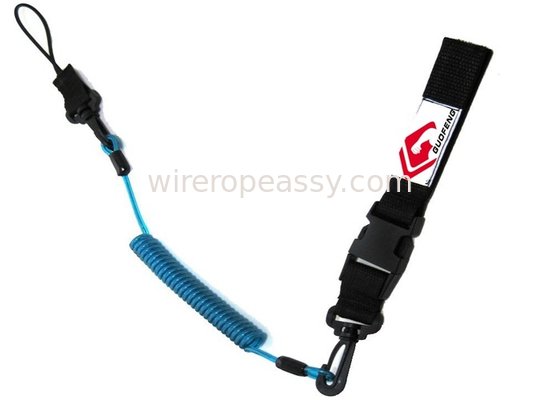 4.0mm Blue Custom Stainless Safety Tool Lanyards / Retractable Tool Lanyard with  For Fishing Rod