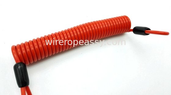 3.0mm Coated Orange PVC Stainless Coil Hand Tool Safety Lanyards high tension