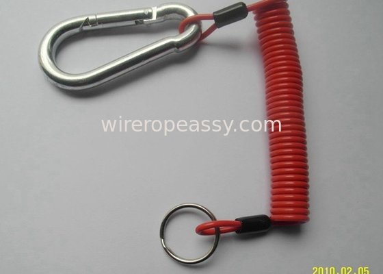 3.0mm Spring Stretchy Coil Tool Safety Lanyard With Strong Carabiner Hook