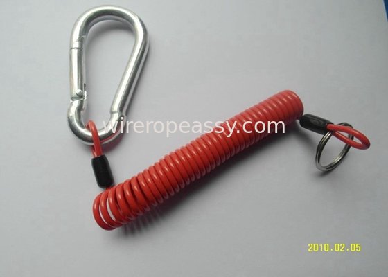 3.0mm Spring Stretchy Coil Tool Safety Lanyard With Strong Carabiner Hook