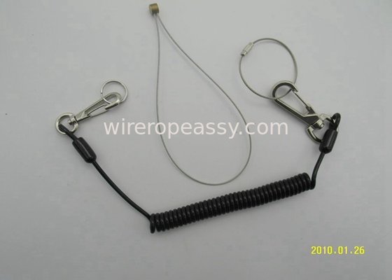 7 * 7 Black Coil Safety Tool Lanyards Rated for hand tools