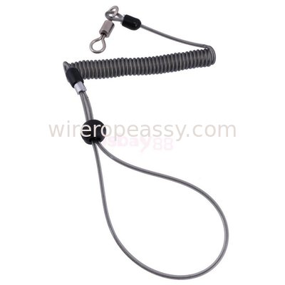 7 * 19 Steel Core Spring Retractable Tool Lanyard With Fishing Swivel Snap Hook