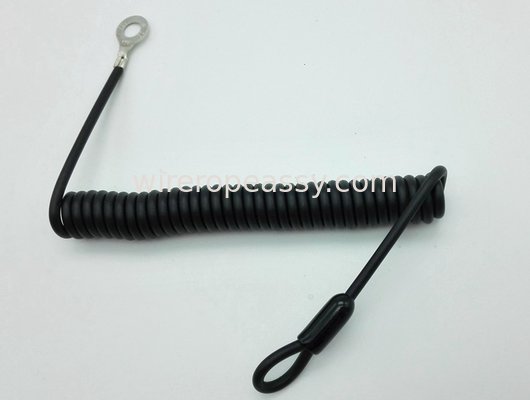 2.5 - 3.0mm Diameter Retractable Safety Lanyard 80kg Weight Load For Hiking