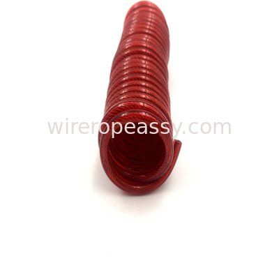 Coated Clear Red PVC Spring Safety Tool Lanyards Big Size 5.0mm Tool Safety Lanyard