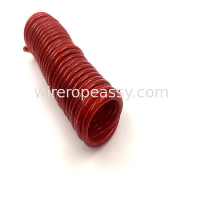 Coated Clear Red PVC Spring Safety Tool Lanyards Big Size 5.0mm Tool Safety Lanyard