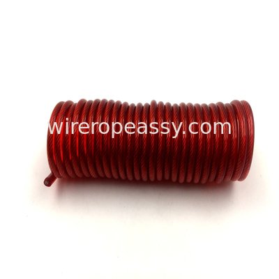 Coated Clear Red PVC Spring Safety Tool Lanyards Big Size 5.0mm Tool Safety Lanyard